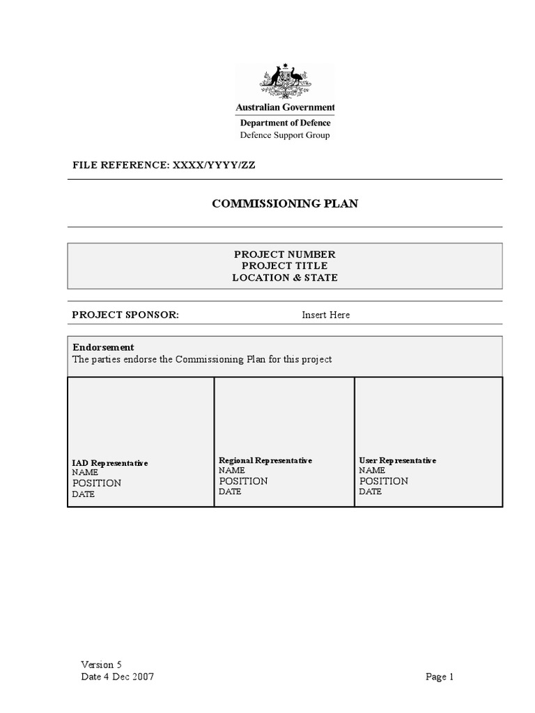 Template Commissioning Plan v5 | PDF
