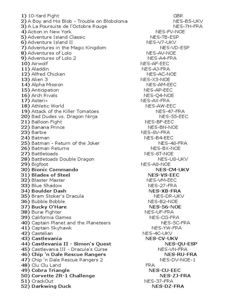 Pal Nes Games | PDF | Mario | Nintendo