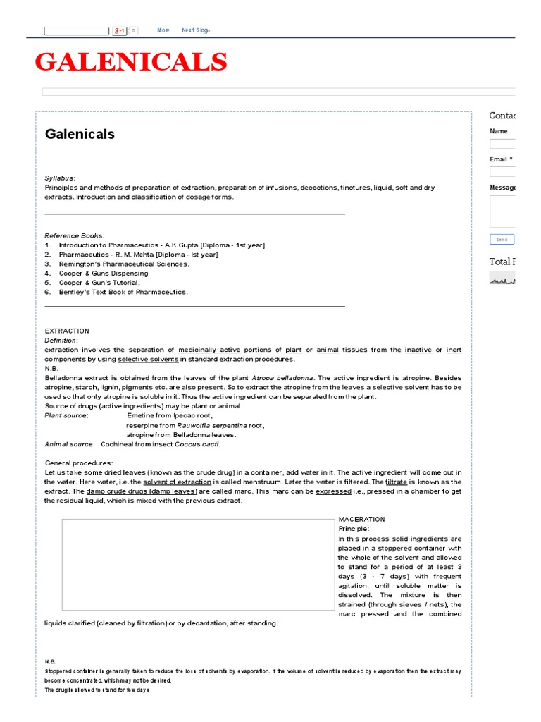 GaleniCals Prepeation For The Extraction | PDF | Topical Medication ...