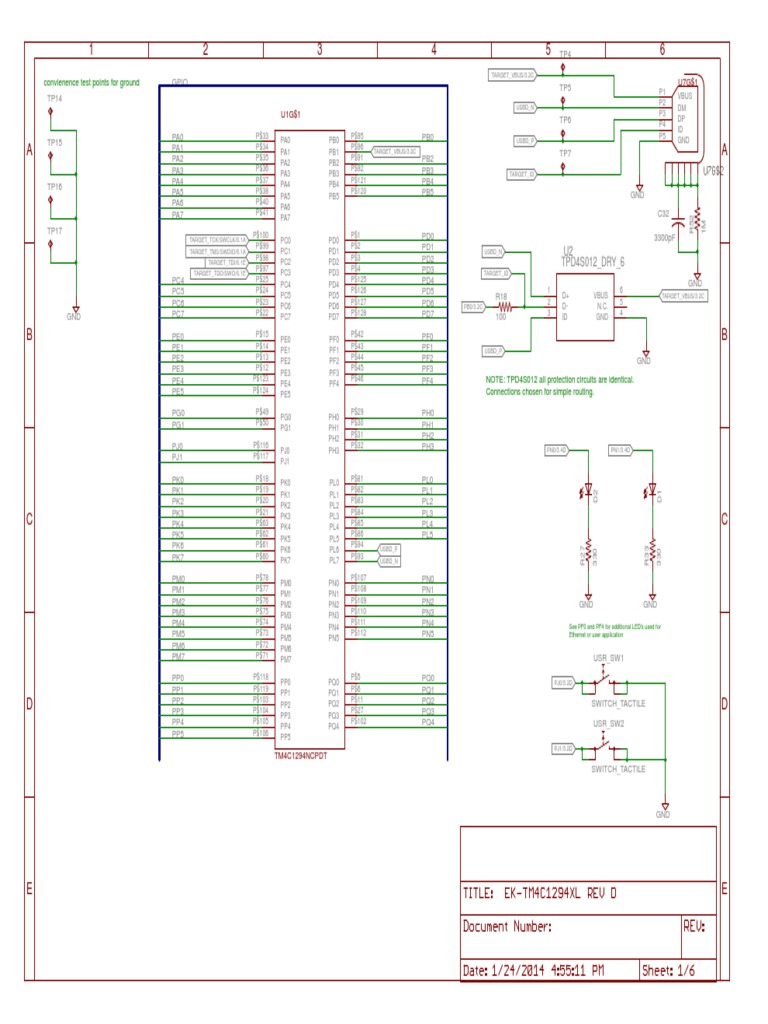 Ek-Tm4c1294xl Rev D Schematic | PDF | Usb | Electronic Engineering