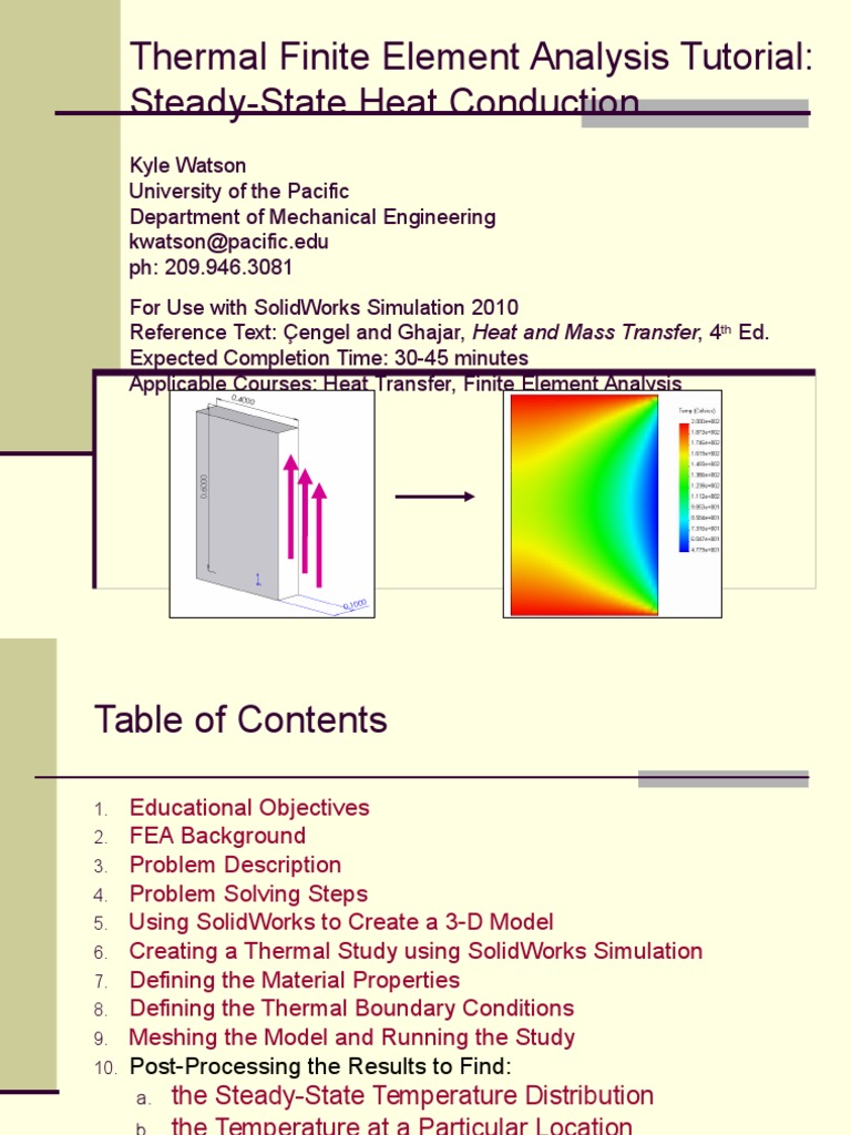 Steady State Heat Conduction Heat Transfer Fe Learning Module V1 01272011 Watson Pdf
