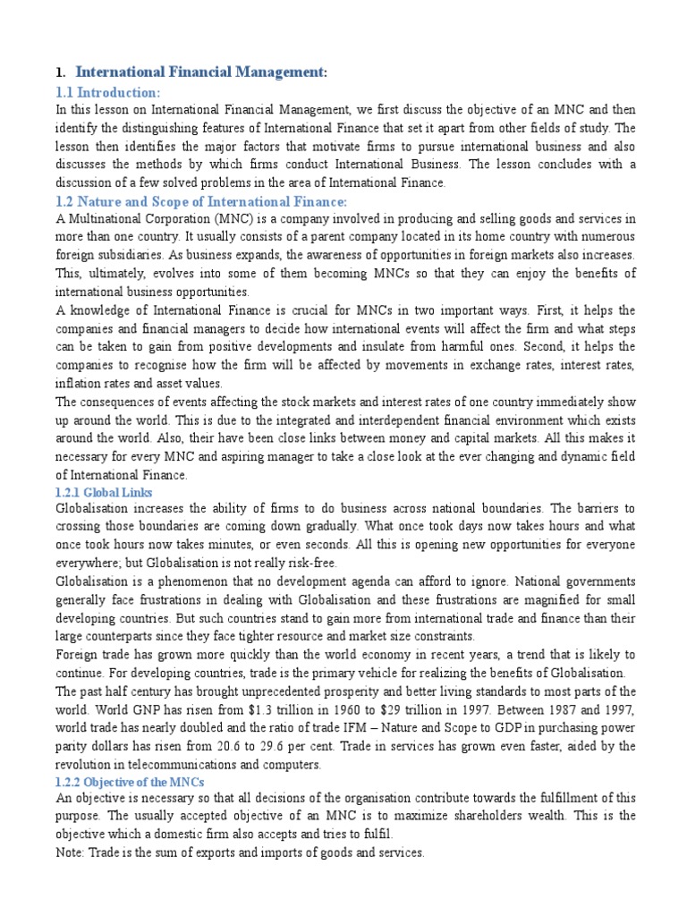 International Financial Management | PDF | Foreign Direct Investment ...