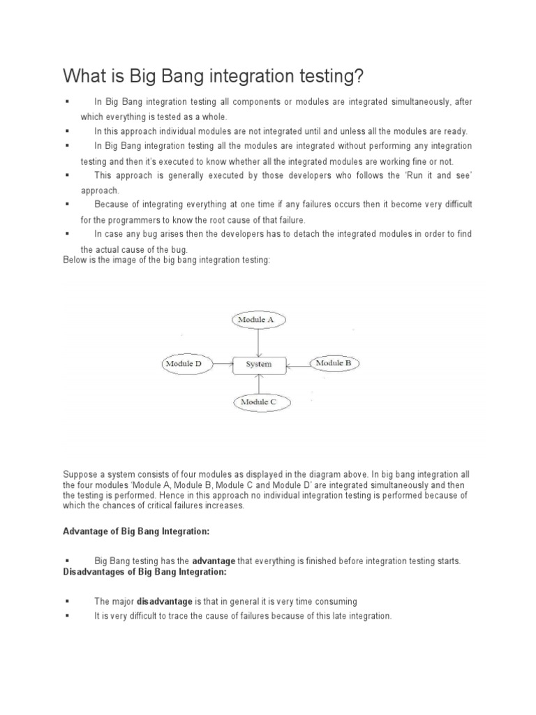 What Is Big Bang Integration Testing | PDF