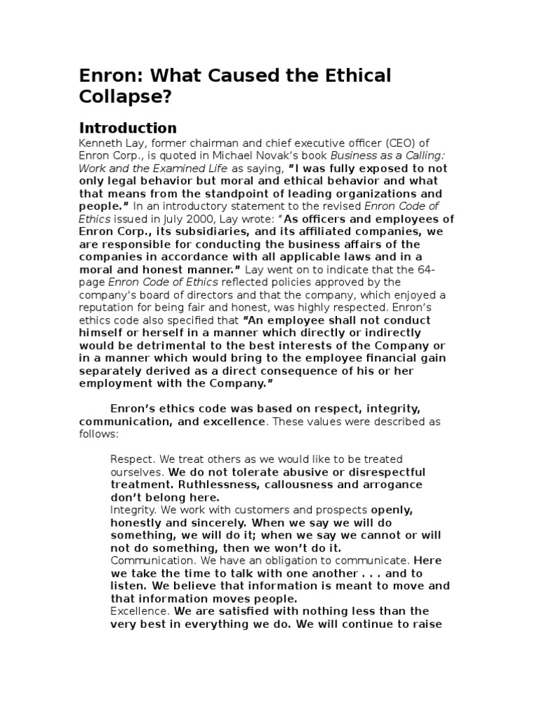 Enron's Ethical Collapse Explained | PDF | Enron | Prosecution