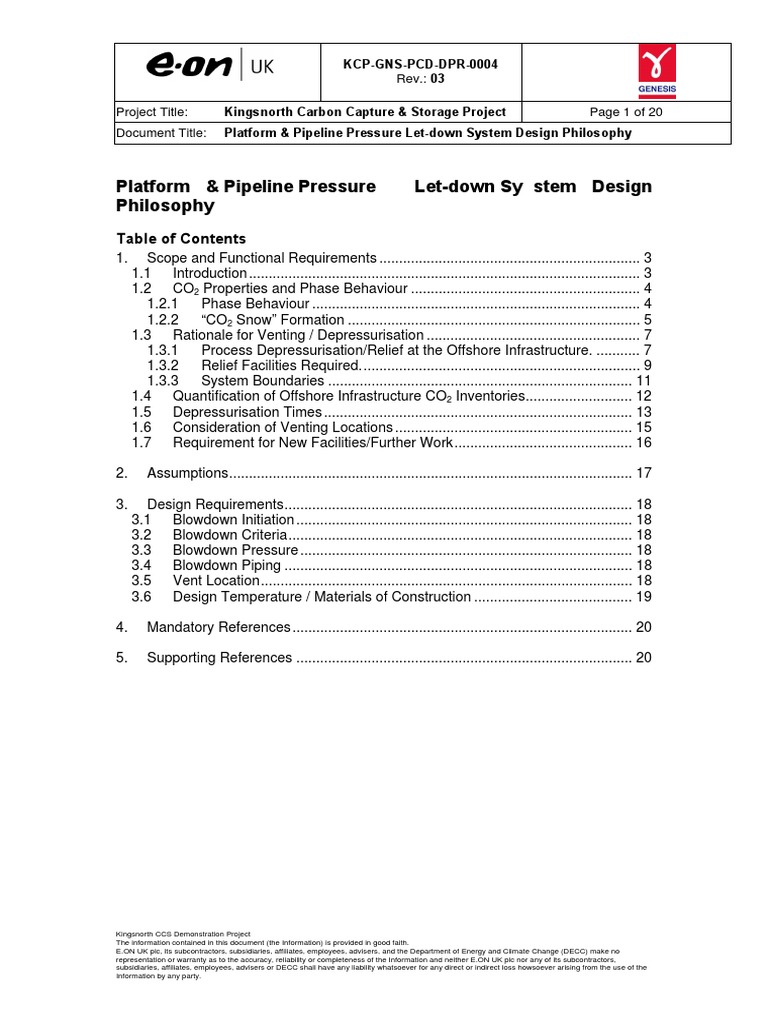 6.12 Platform and Pipeline Pressure Let Down System Design Philosophy ...