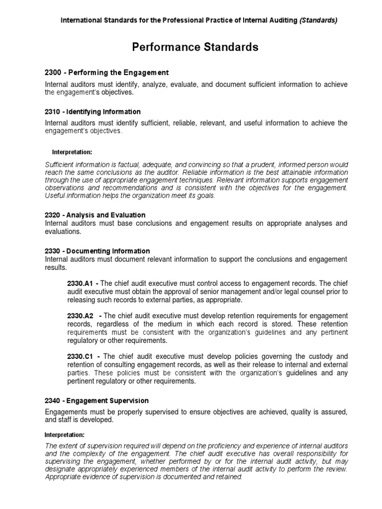 2300 - Performing The Engagement | PDF | Internal Audit | Audit