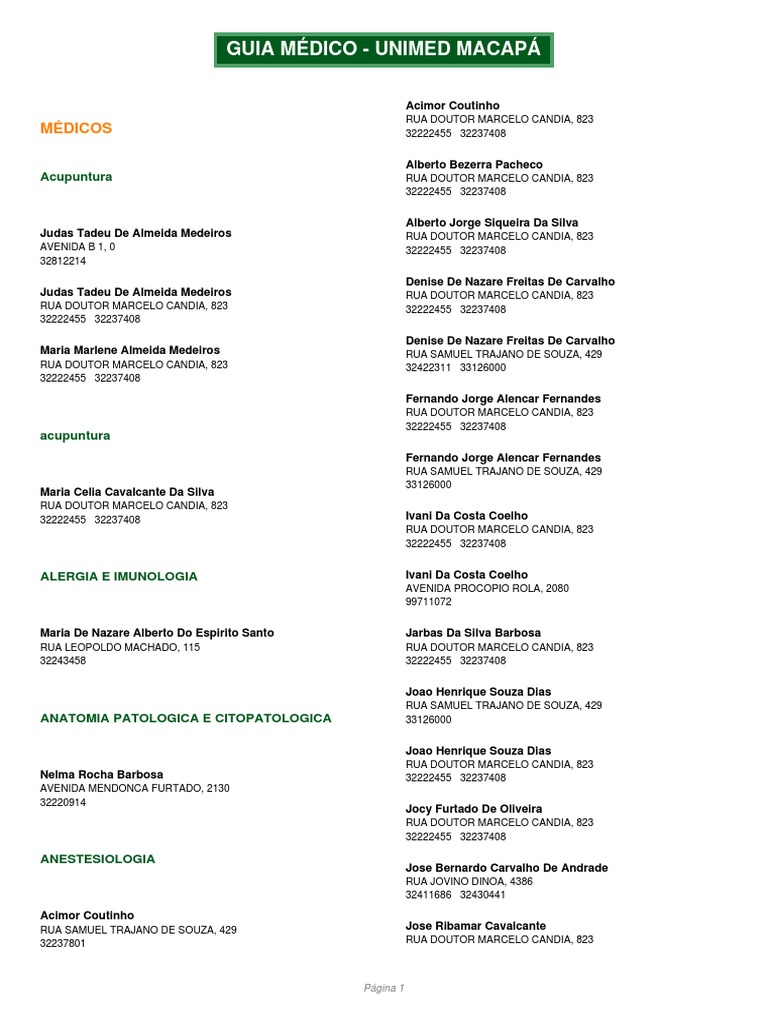 Guia Medico Unimed PDF | PDF