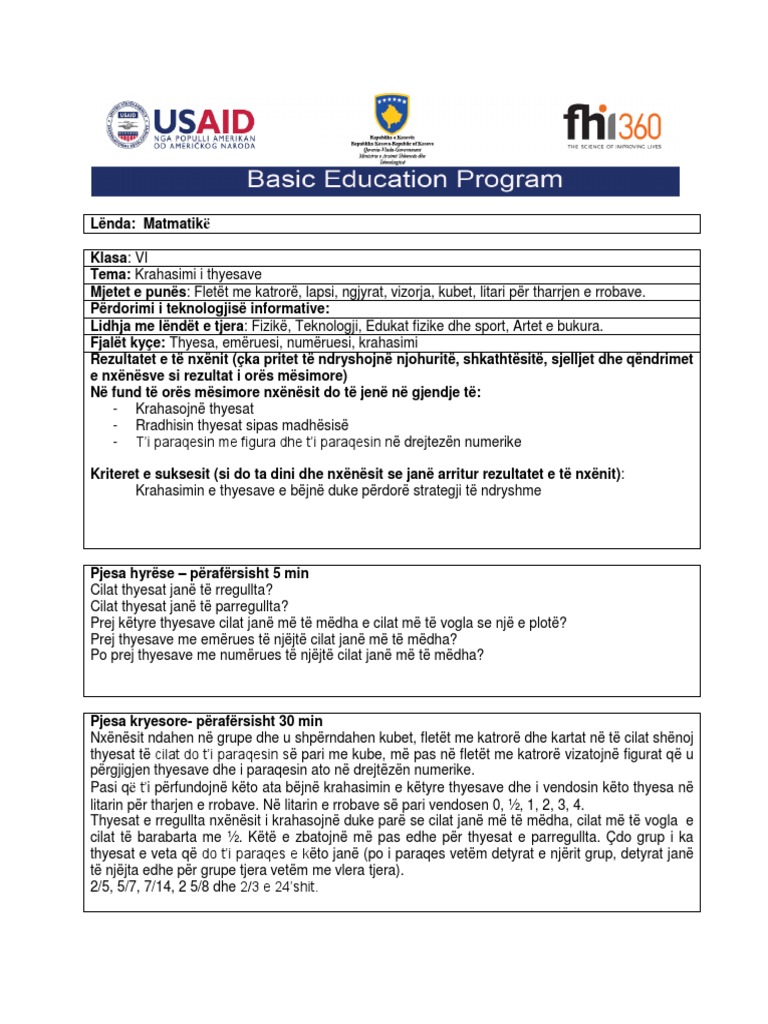 Plani Mesimor Thyesat | PDF