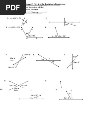 1 5 Angle Relationships Worksheet Day 2 Answers What Are Adjacent