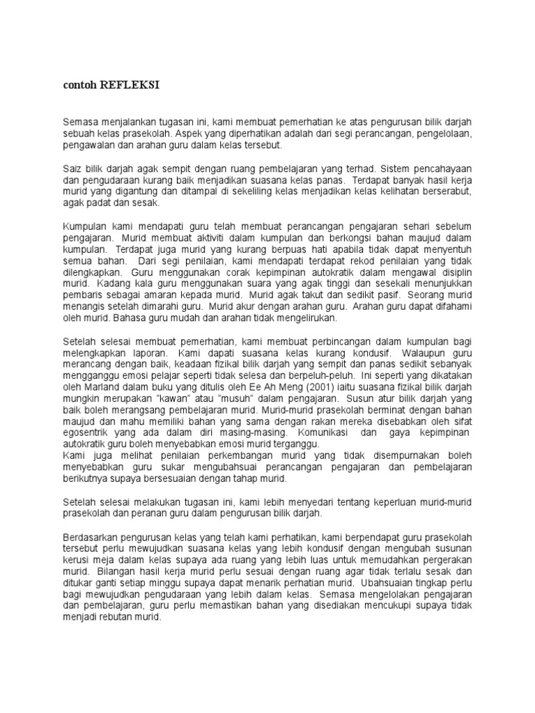Contoh REFLEKSI | PDF