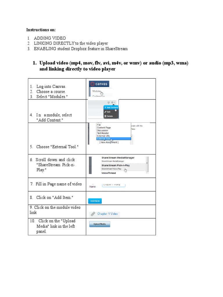 ShareStream Video Upload and Dropbox Guide | PDF | Computers