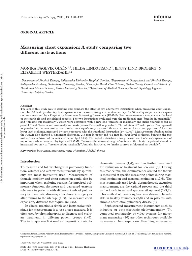 10a Artikel Measuring Chest Expansion | PDF | Thorax | Lung