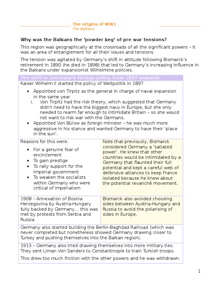 IB History Notes - The Balkans | PDF | German Empire | Austria Hungary