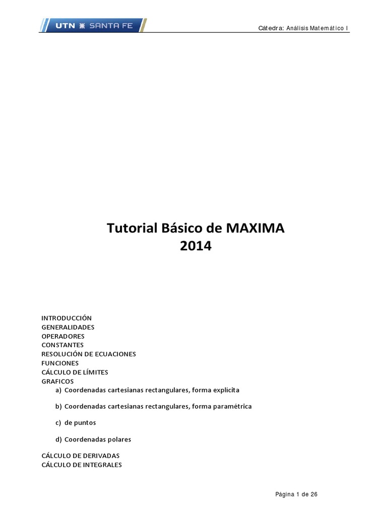 Tutorial Maxima | PDF | Ecuaciones | Función (Matemáticas)
