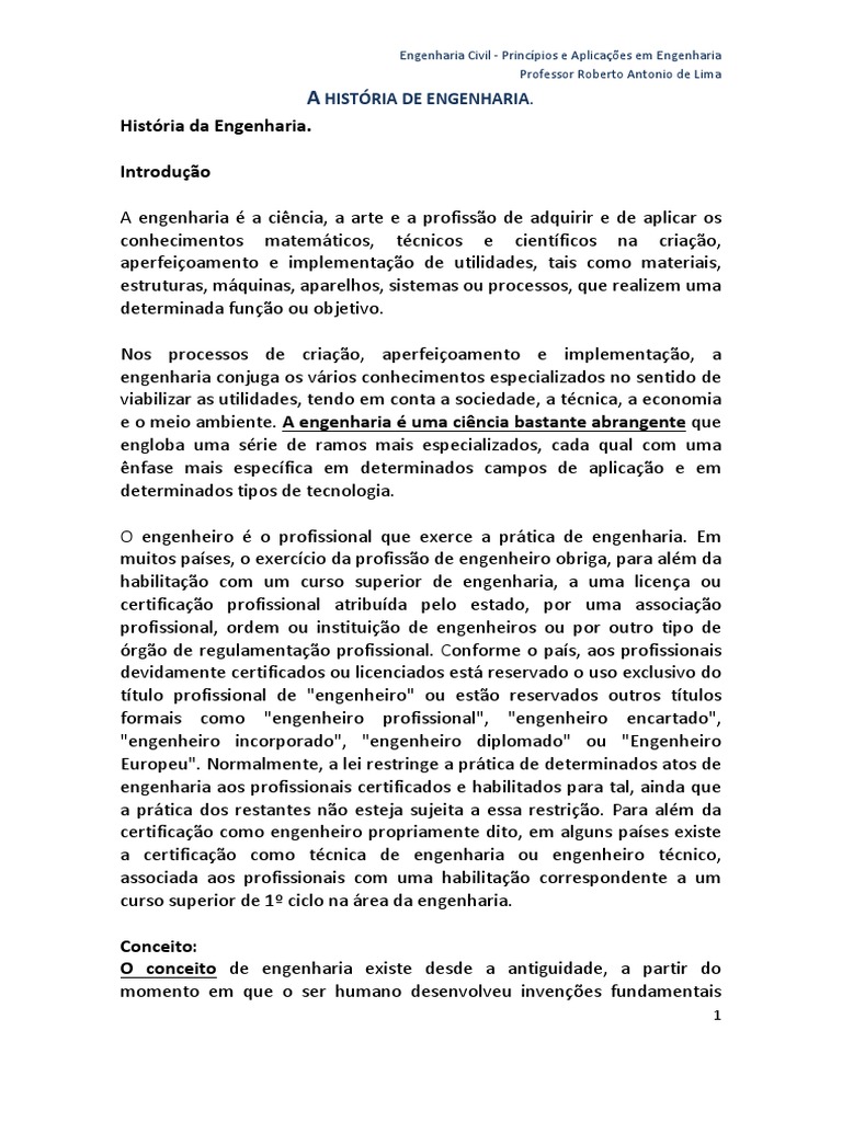1 A História Da Engenharia Pdf Pdf Engenharia Aeroespacial Engenharia