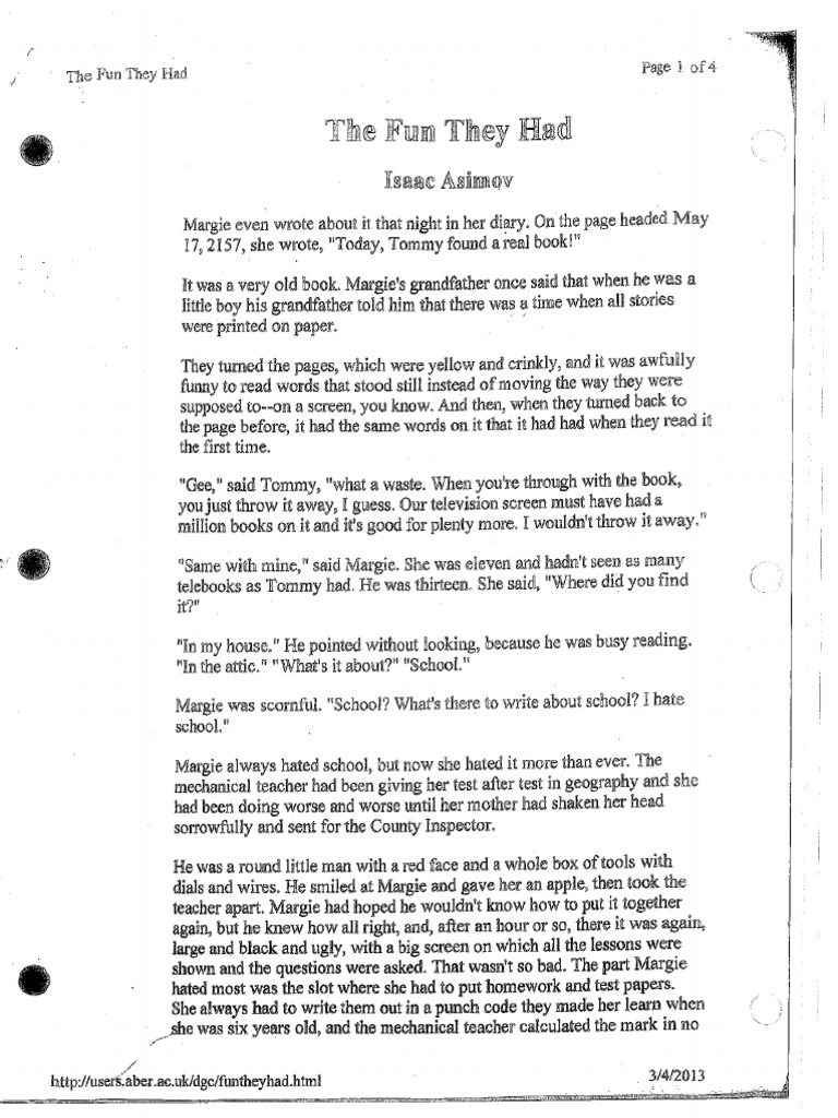 The Fun They Had by Isaac Asimov | PDF