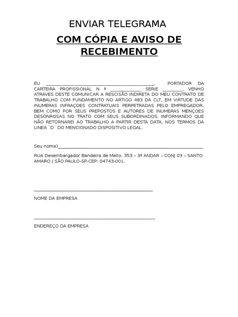 Modelo de Telegrama | PDF