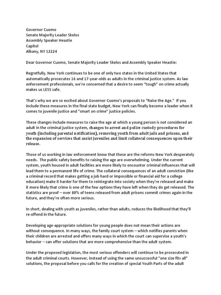 Juvenile Justice Reform Letter | PDF | Prison | Juvenile Court
