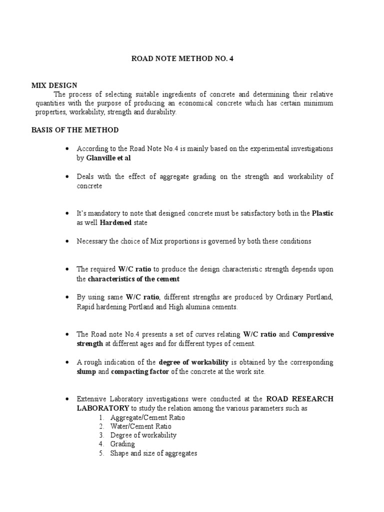 Road Note Method | PDF | Construction Aggregate | Concrete