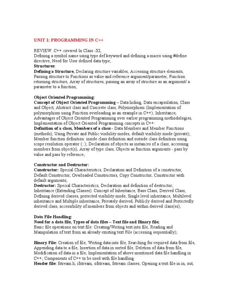 Computer Science Xii Pdf Constructor Object Oriented Programming Programming