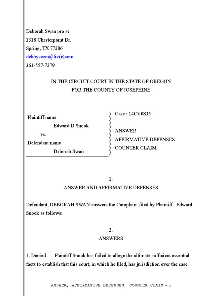 20140808 sent to oregon 3.pdf | Defamation | Affirmative Defense