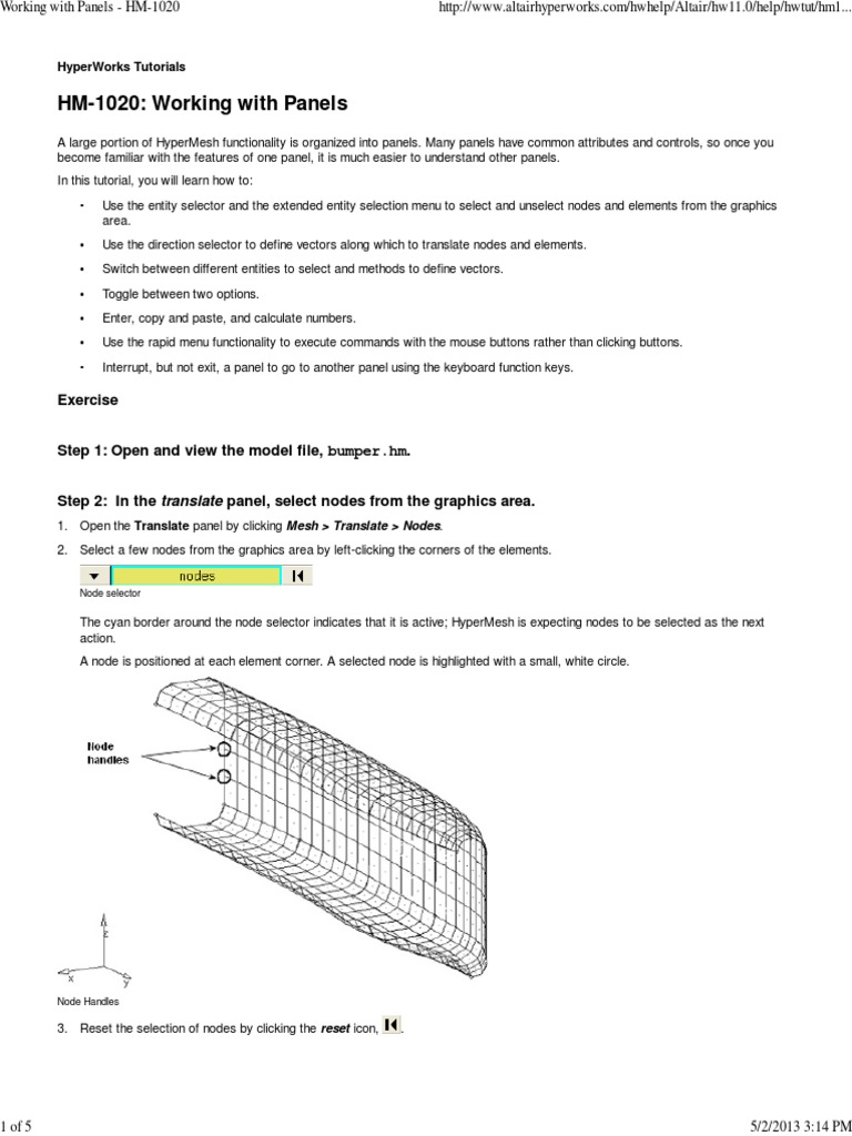 HyperMesh Panel Navigation Guide | PDF | Button (Computing) | Menu (Computing)