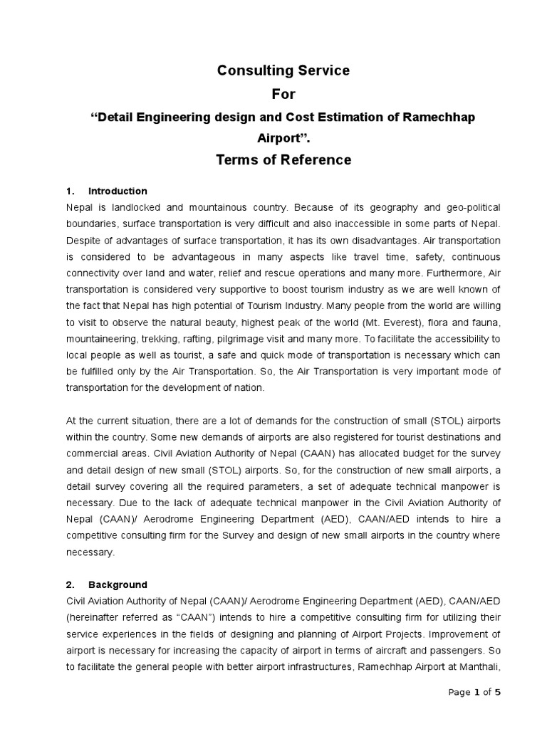 TOR of Airport sample | Airport | Surveying