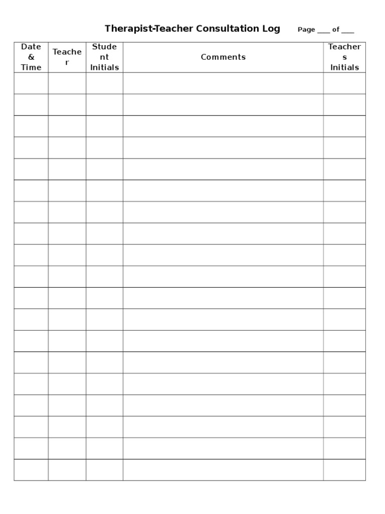 Therapist-Teacher Consultation Log | PDF