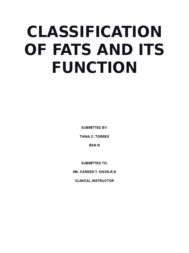 Classification of Fats and Its Functions | PDF | Cholesterol ...