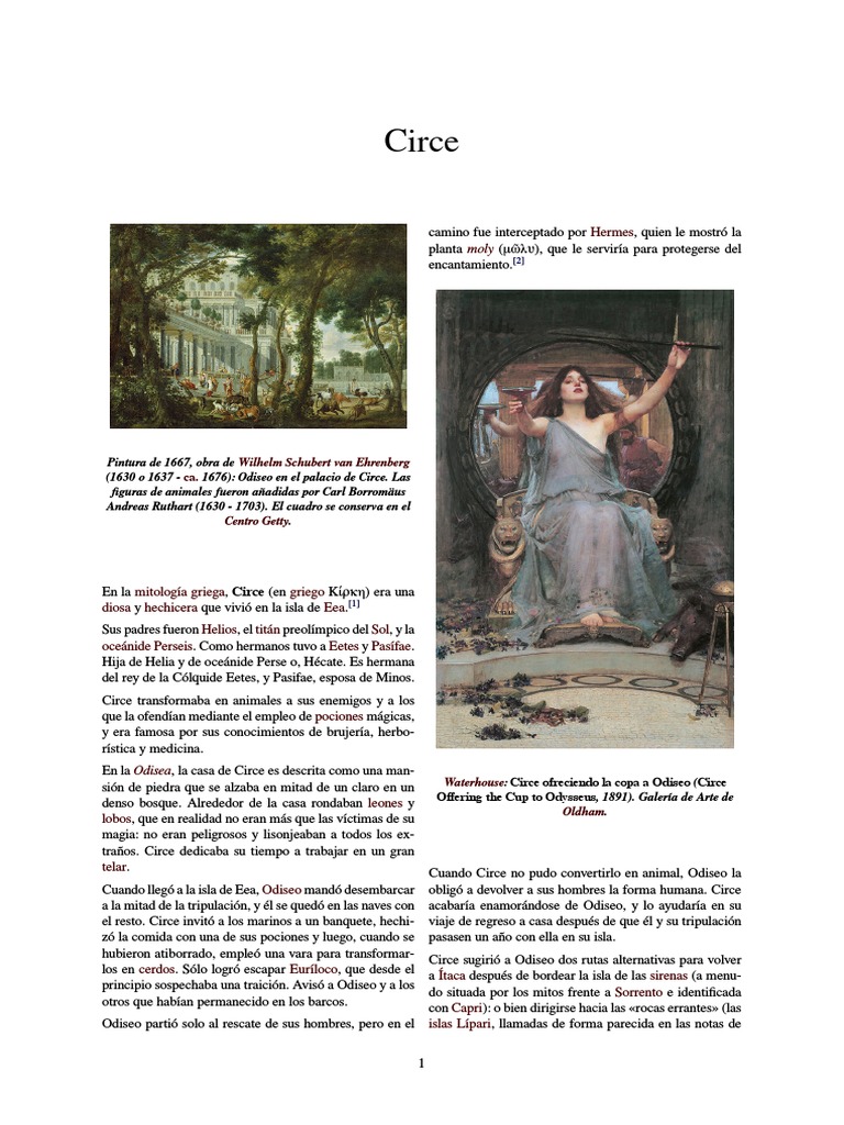 Mito de Circe | PDF | Mitología Paleo Balcánica | Mitología griega
