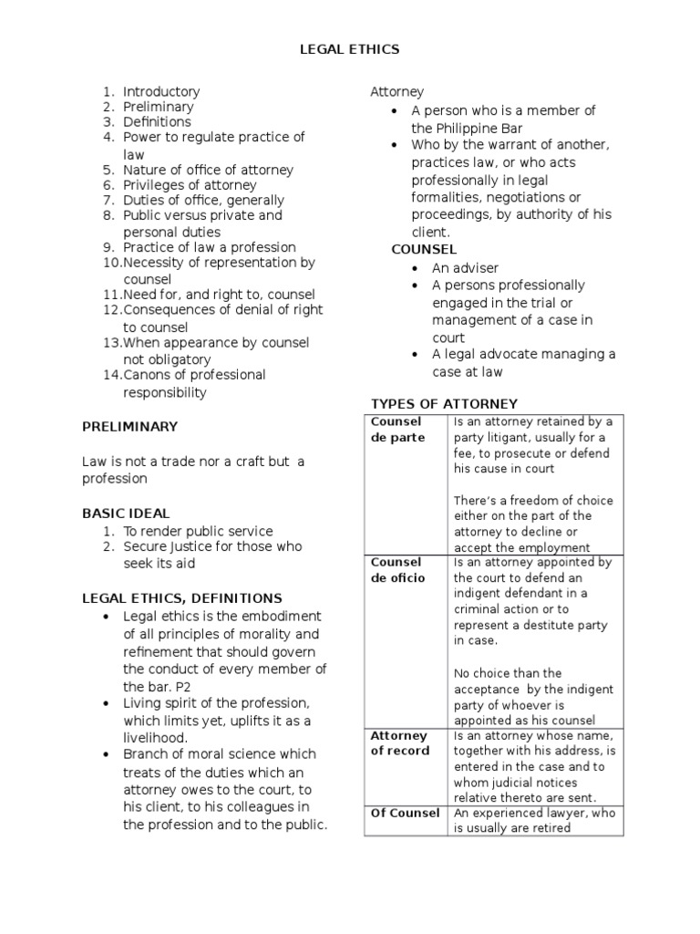 Legal Ethics Notes | PDF | Practice Of Law | Lawyer