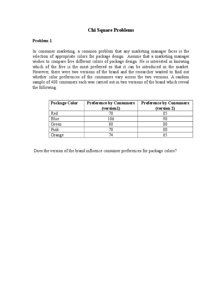 Chi Square Problems and Solutions | PDF | Chi Squared Distribution | Brand