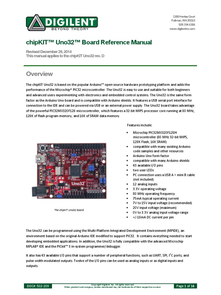 ChipKIT Uno32 RM | PDF | Arduino | Power Supply