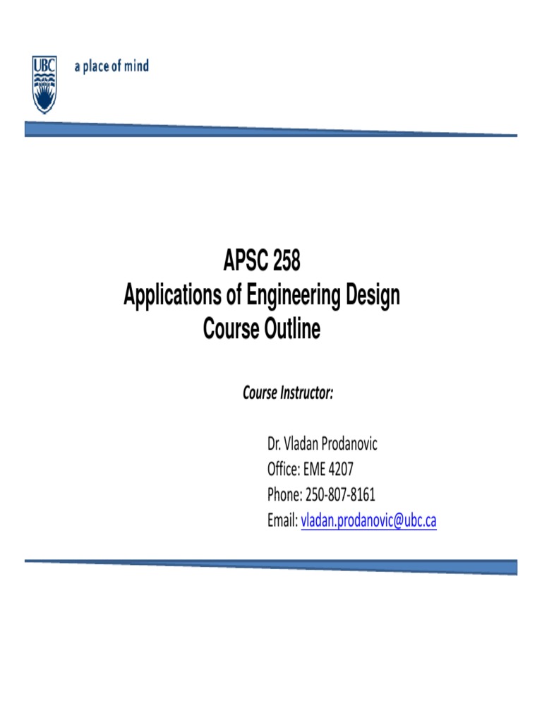 Apsc 258 Course Outline | PDF | Engineering Design Process | Engineering