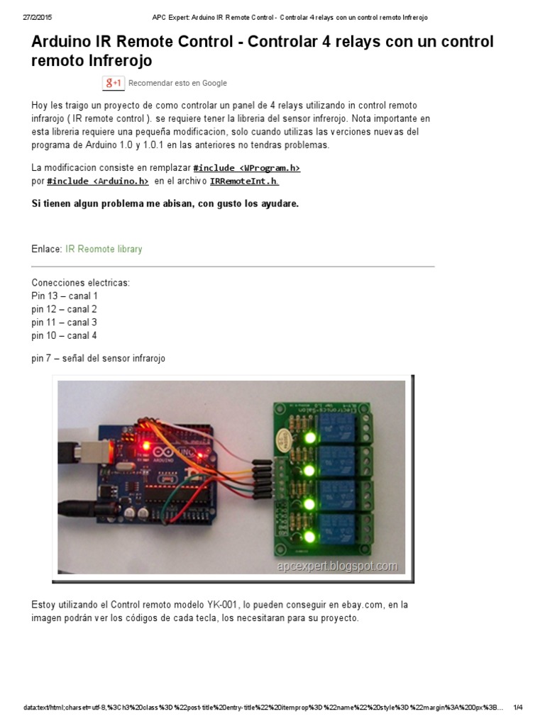 APC Expert - Arduino IR Remote Control - Controlar 4 Relays Con Un ...