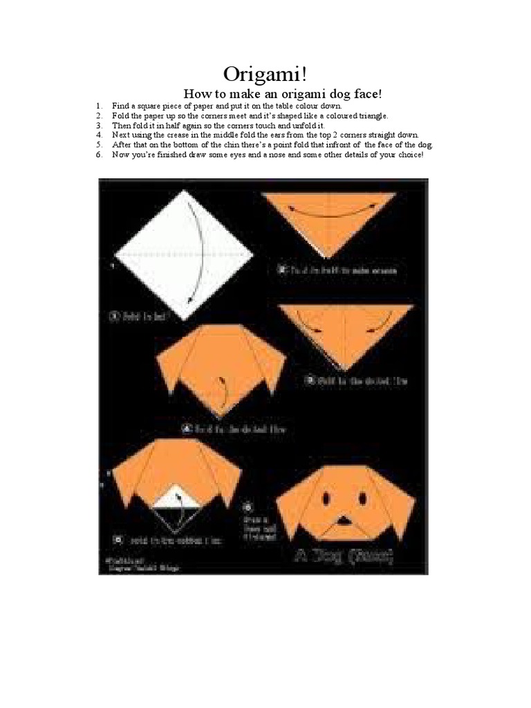 Easy Origami Dog Face Instructions | PDF | Home & Garden | Language ...