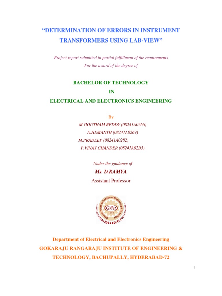 Determination of Errors in Instrument Transformers Using Lab-View | PDF