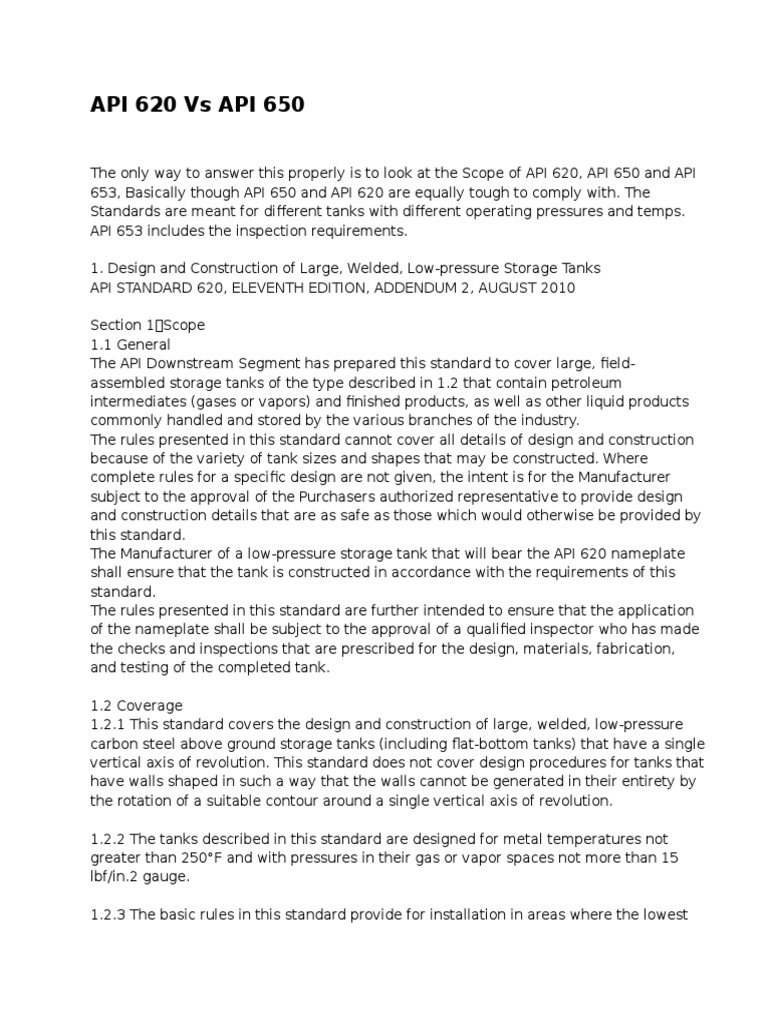 API 620 Vs API 650 | Occupational Safety And Health | Nature