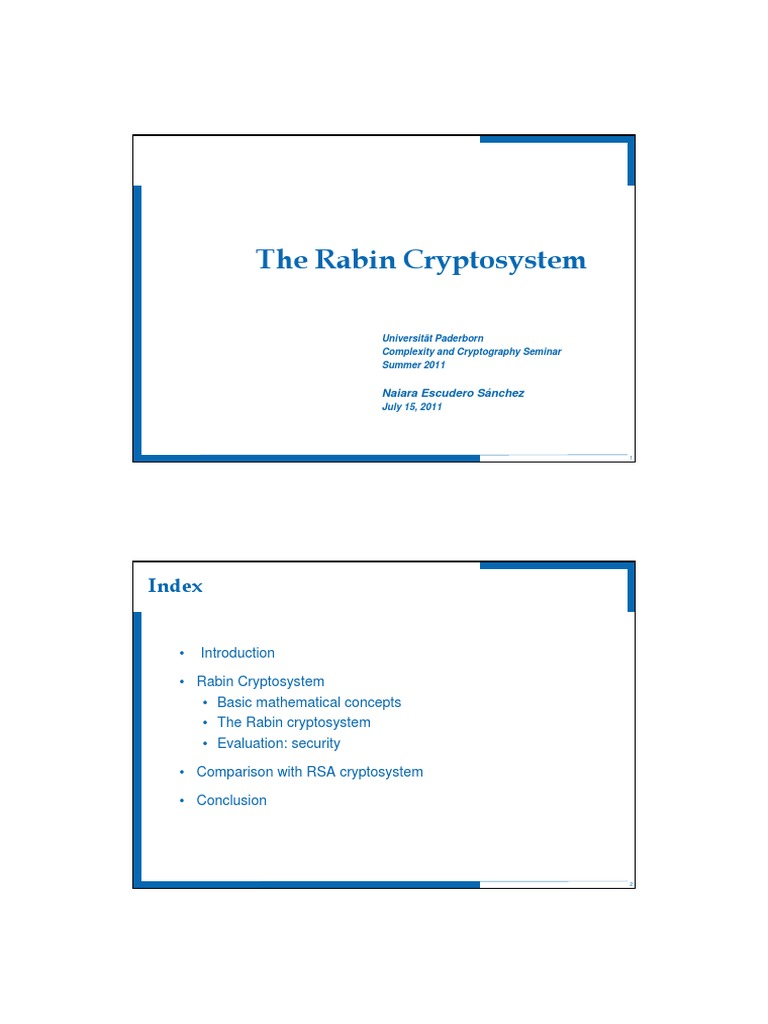 Naiara Sanchez - Rabin Cryptosystem (1) | Cryptography | Key (Cryptography)