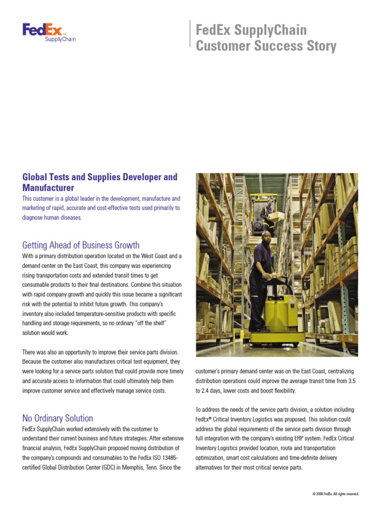 Fedex Supply Chain Global Success | PDF | Logistics | Inventory