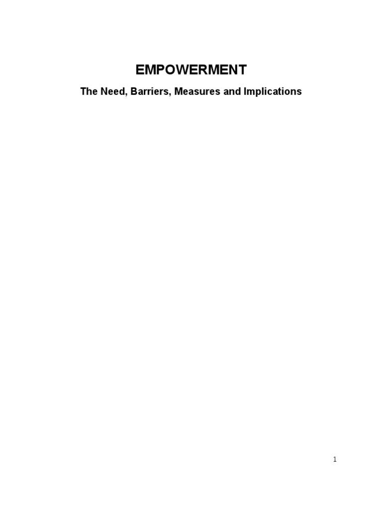 The Theory of Empowerment and Pitfalls | PDF | Empowerment | Motivation