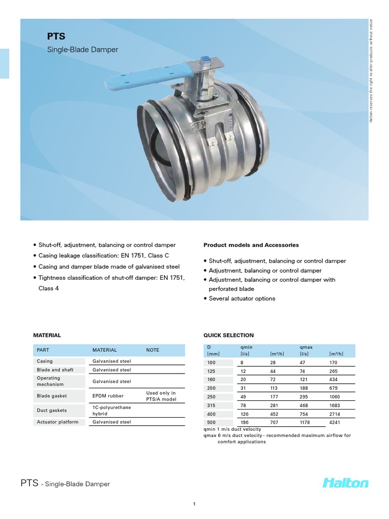 Single-Blade Damper | Download Free PDF | Duct (Flow) | Heating ...