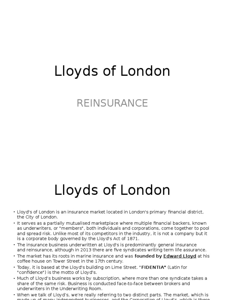 Lloyds of London | PDF | Risk | Industries