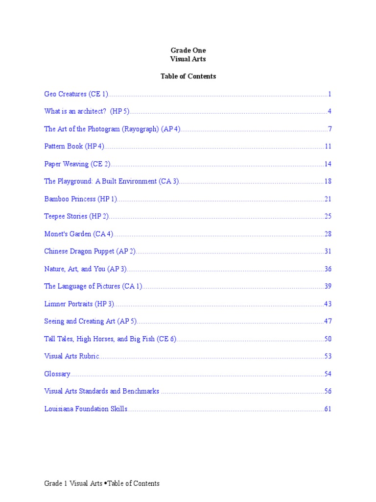 Grade 1 Visual Arts Curriculum | PDF | Weaving | Art Media