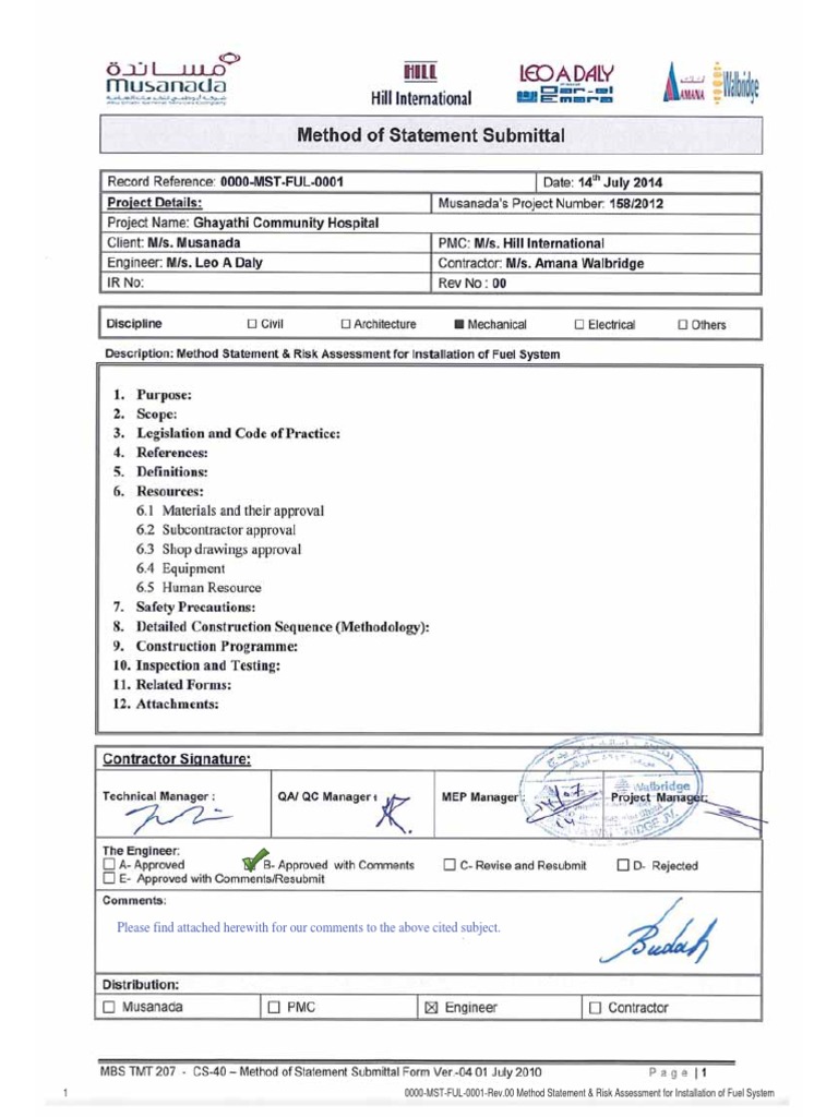 0000-MST-FUL-0001-Rev.00 Method Statement & Risk Assessment For ...