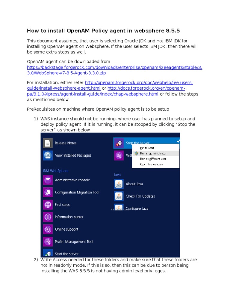 How To Install OpenAM Policy Agent in Websphere 8 | PDF | Uniform ...