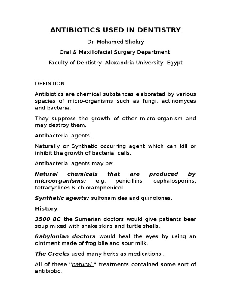Antibiotics Used in Dentistry | Download Free PDF | Antibiotics ...