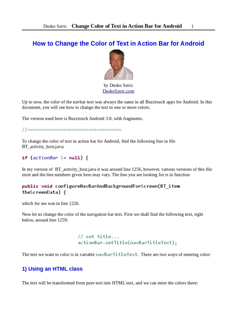 Change Action Bar Text Color in Android | PDF | Android (Operating ...