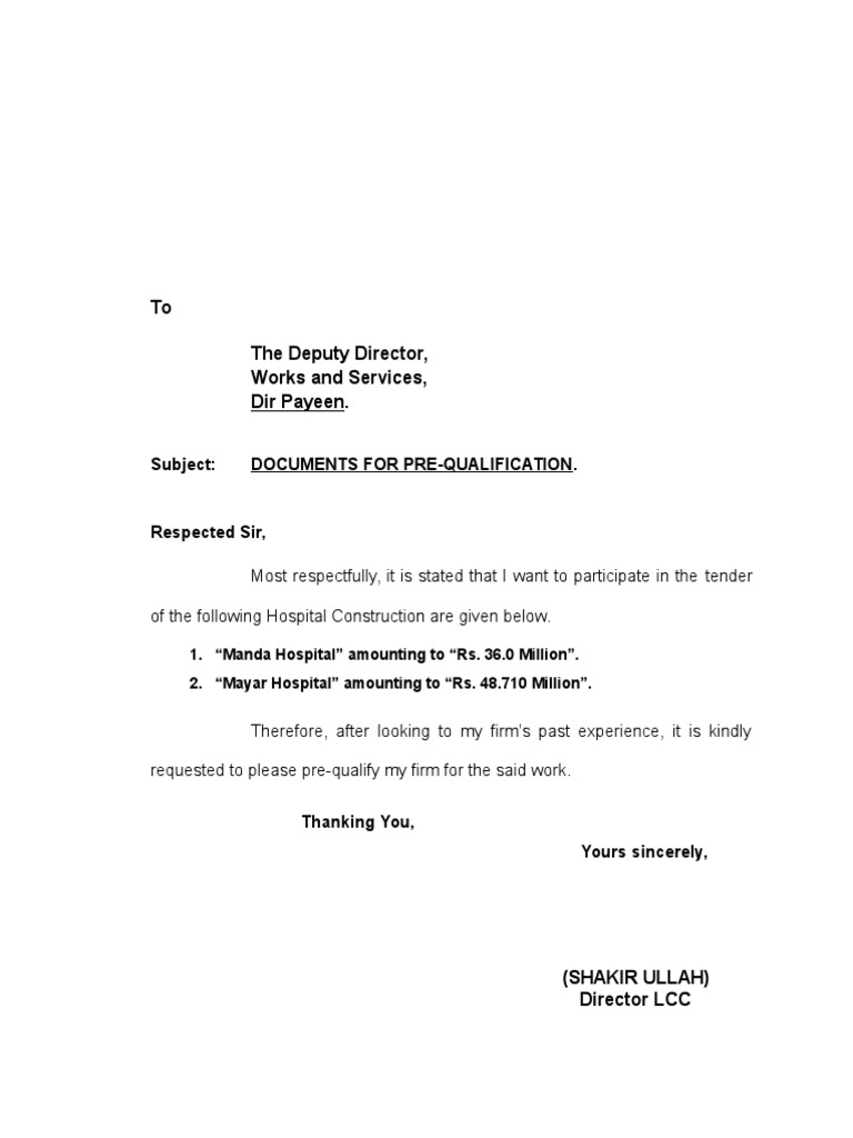 Mayyar Hospital Pre-Qualification Request | PDF