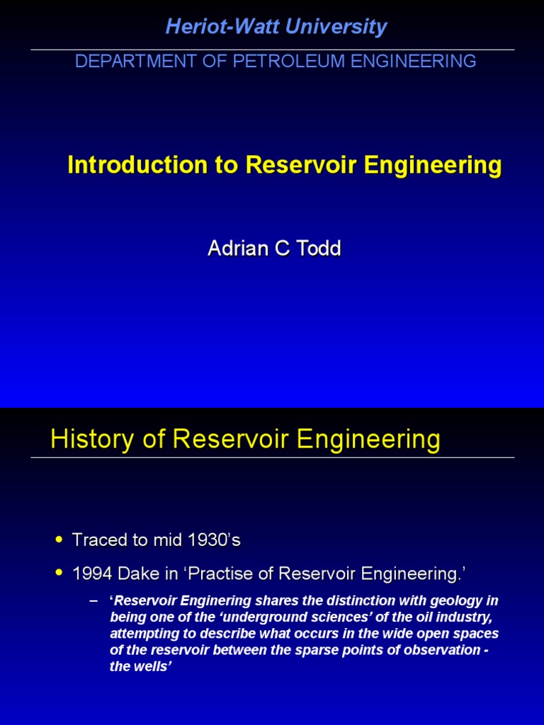 Introduction To Reservoir Engineering | PDF | Petroleum Reservoir ...